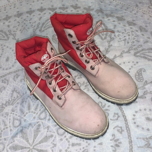 Timberland | Shoes | Timberland 65 Pink And Red Winter Ankle Boots Sz 6 ...